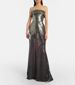 Elie Saab Sequin Embellished Strapless Gown