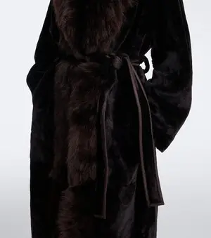 Nour Hammour Isadora Shearling Wrap Coat - Brown