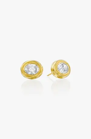 SEREIA OFFICIAL Alexis Oval Stud Earrings - Yellow Gold