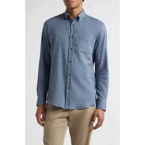 Sunspel Brushed Cotton Flannel Button-down Shirt - Light Blue Mel26
