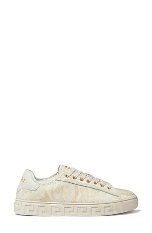 Versace Barocco Jacquard Greca Low Top Sneakers - Washed Gold/off White