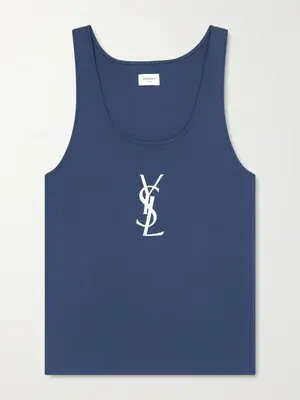 Saint Laurent Logo-embroidered Tank Top - Blue