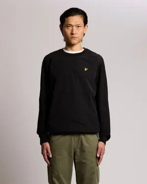 LYLE & SCOTT Half Raglan Hybrid Long Sleeve Sweatshirt - Jet Black