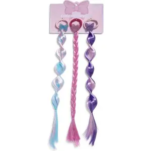 CAPELLI NEW YORK Assorted Braided Faux Hair Clips 3 Pack - Pink Combo
