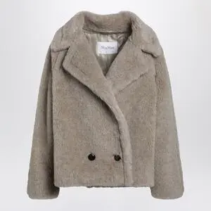 Max Mara Teddy Fabric Double-Breasted Coat - Beige
