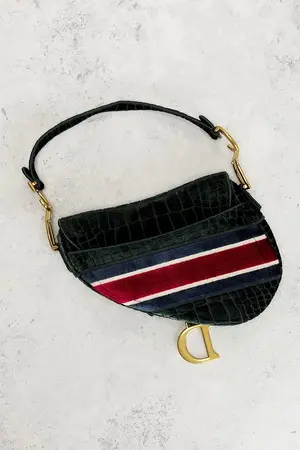 Dior Velvet Crocodile Effect Saddle Bag