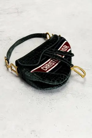 Dior Velvet Crocodile Effect Saddle Bag