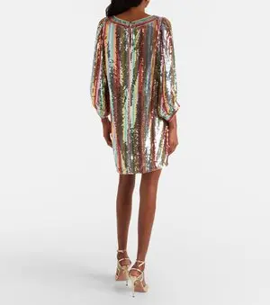 Rixo Laurie Sequined Striped Minidress - Multicoloured