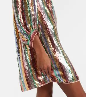 Rixo Laurie Sequined Striped Minidress - Multicoloured