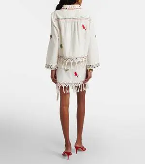 Rixo Baela Embroidered Cotton Miniskirt