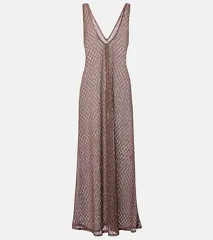 Missoni Open-knit Lamé Maxi Dress - Brown