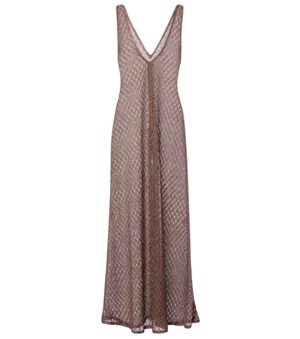 Missoni Open-knit Lamé Maxi Dress - Brown