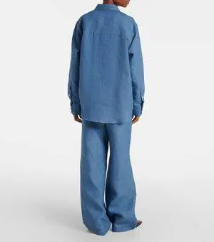 RÓHE Linen Wide-leg Pants - Blue