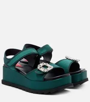 ROGER VIVIER Slidy Viv' Leather Platform Sandals