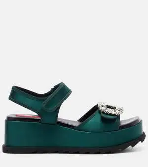 ROGER VIVIER Slidy Viv' Leather Platform Sandals