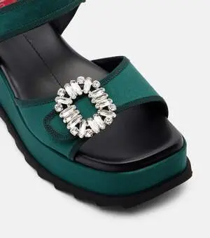 ROGER VIVIER Slidy Viv' Leather Platform Sandals