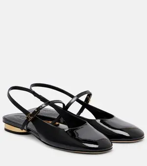 TOD'S Patent Leather Slingback Flats - Black
