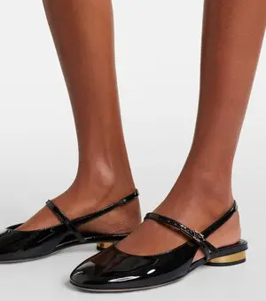 TOD'S Patent Leather Slingback Flats - Black