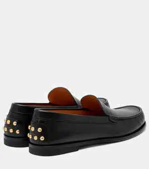 TOD'S Studded Leather Loafers - Black