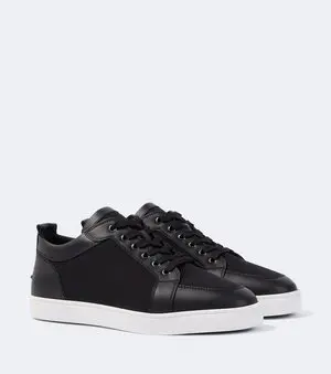 CHRISTIAN LOUBOUTIN Rantulow Leather-trimmed Twill Sneakers - Black