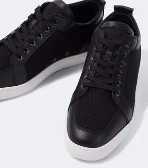 CHRISTIAN LOUBOUTIN Rantulow Leather-trimmed Twill Sneakers - Black