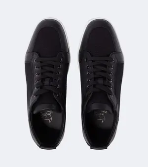 CHRISTIAN LOUBOUTIN Rantulow Leather-trimmed Twill Sneakers - Black