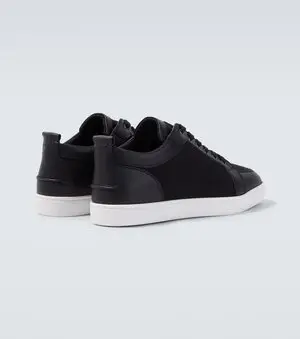 CHRISTIAN LOUBOUTIN Rantulow Leather-trimmed Twill Sneakers - Black