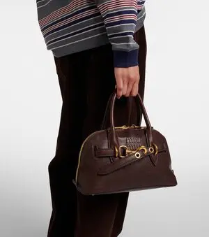 Miu Miu Aventure Leather Tote Bag - Brown