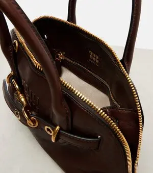 Miu Miu Aventure Leather Tote Bag - Brown