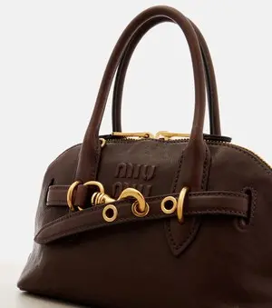 Miu Miu Aventure Leather Tote Bag - Brown