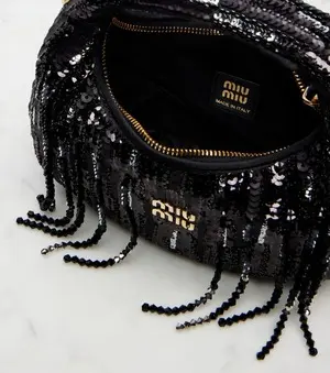Miu Miu Wander Mini Embellished Top-handle Bag - Black