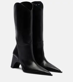 Coperni Bridge Leather Cowboy Boots - Black