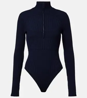 Cordova Butte Ribbed-knit Wool Ski Bodysuit - Blue