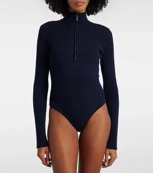 Cordova Butte Ribbed-knit Wool Ski Bodysuit - Blue