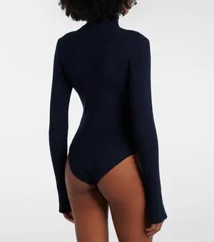 Cordova Butte Ribbed-knit Wool Ski Bodysuit - Blue