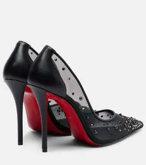 CHRISTIAN LOUBOUTIN Miss Z 100 Embellished Mesh Pumps - Black