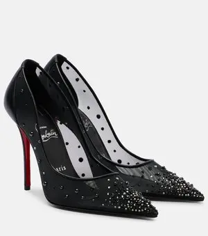CHRISTIAN LOUBOUTIN Miss Z 100 Embellished Mesh Pumps - Black