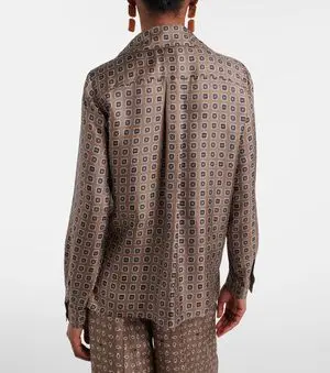 Max Mara Disco Printed Silk Twill Shirt - Brown
