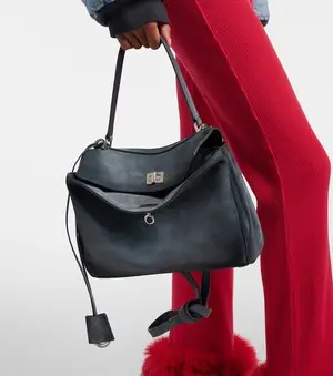 Balenciaga Rodeo Small Suede Top Handle Bag - Grey