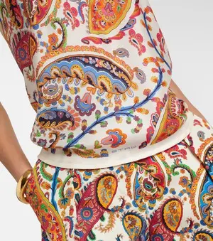 Etro Printed Silk Halter Tank Top - Multicoloured