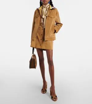 Etro Crochet-trimmed Suede Jacket