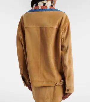 Etro Crochet-trimmed Suede Jacket