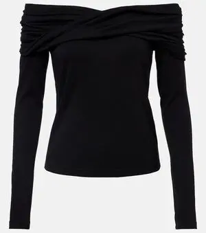 Max Mara Orafo Off-shoulder Virgin Wool Top - Black