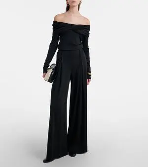 Max Mara Orafo Off-shoulder Virgin Wool Top - Black