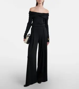 Max Mara Cocco Virgin Wool Jersey Wide-leg Pants