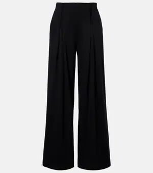 Max Mara Cocco Virgin Wool Jersey Wide-leg Pants - Black