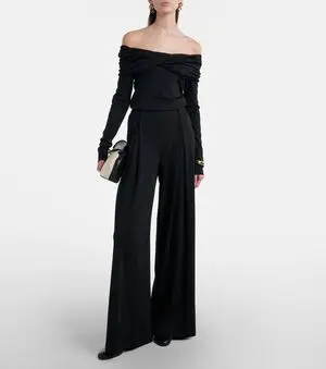 Max Mara Cocco Virgin Wool Jersey Wide-leg Pants - Black