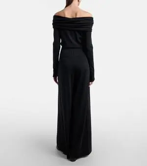 Max Mara Cocco Virgin Wool Jersey Wide-leg Pants - Black