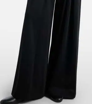 Max Mara Cocco Virgin Wool Jersey Wide-leg Pants - Black