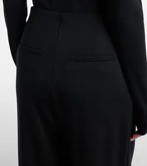 Max Mara Cocco Virgin Wool Jersey Wide-leg Pants - Black